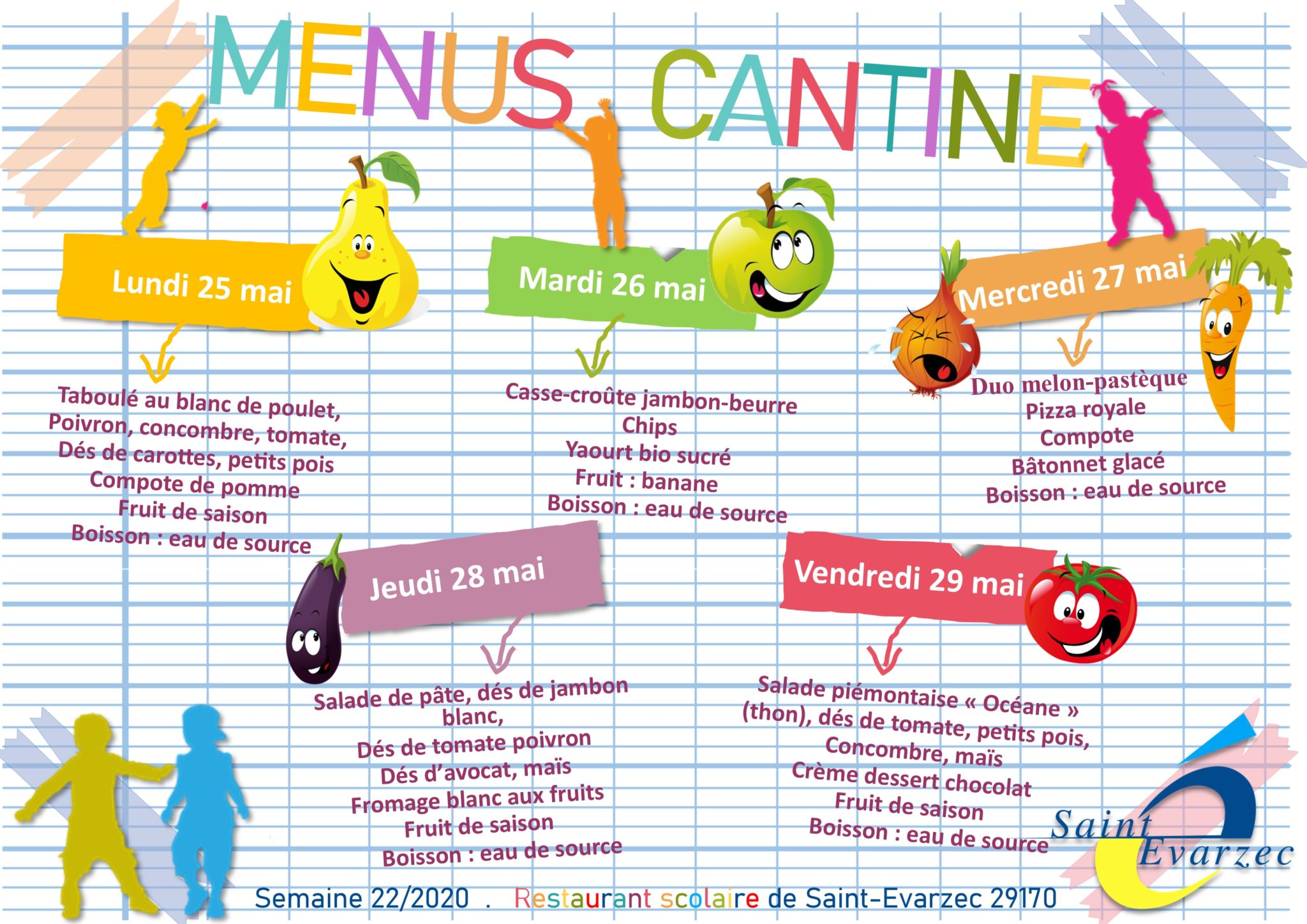 Menus du restaurant scolaire – Du 25 au 29 mai 2020. – Mairie de Saint ...